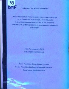 Identifikasi Non Polio Entero Virus (NPEV) Dengan Uji Netralisasi Dari ...